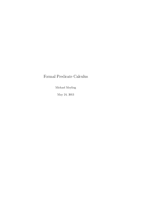 (PDF) Formal Predicate Calculus