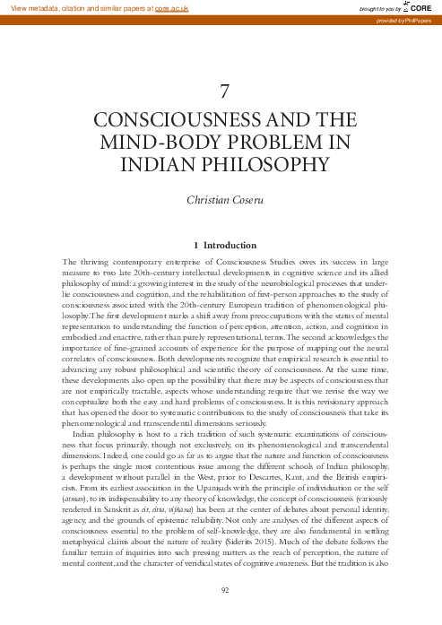 (PDF) Mind-Body Problem in Indian Philosophy