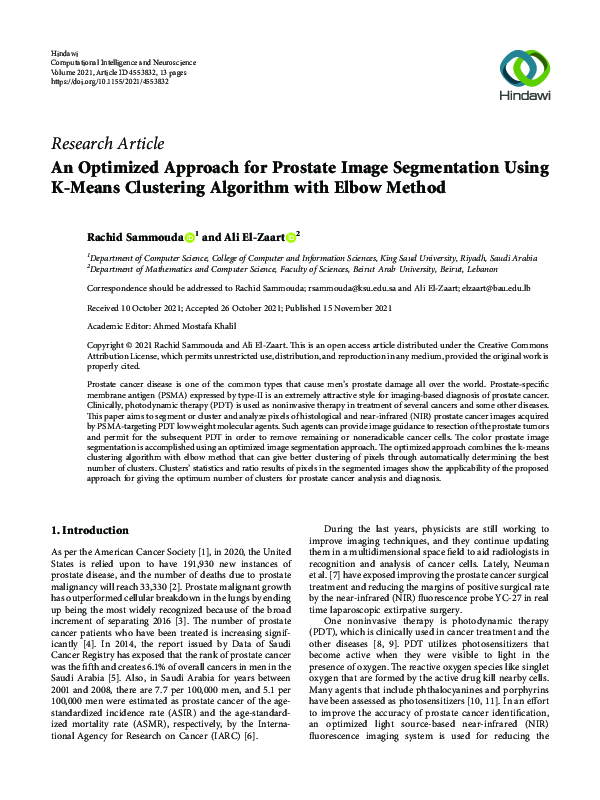 Pdf An Optimized Approach For Prostate Image Segmentation Using K Means Clustering Algorithm