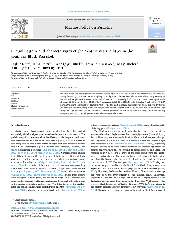 (PDF) Spatial pattern and characteristics of the benthic marine litter ...