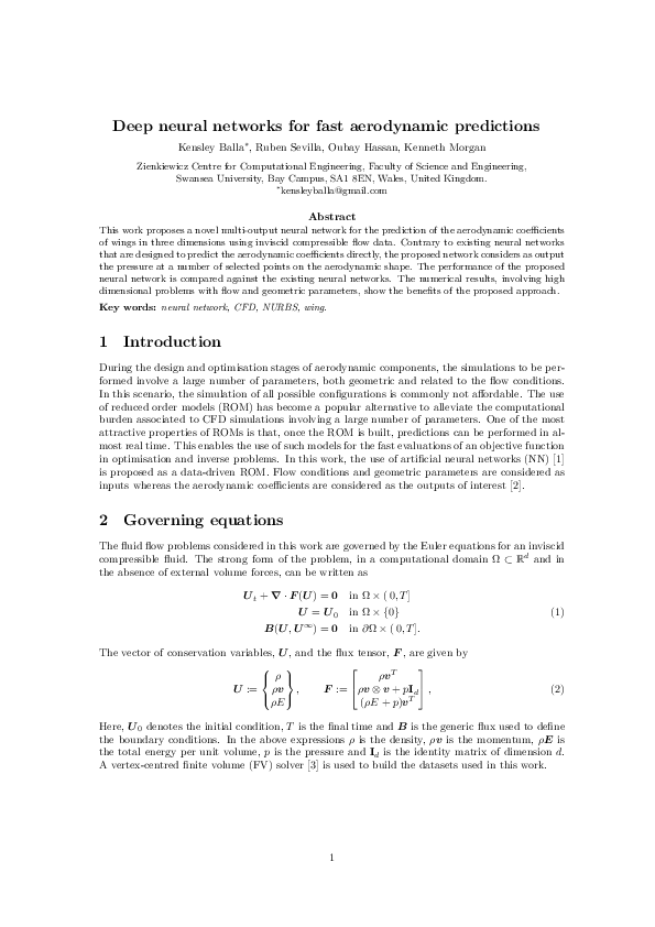 (PDF) Deep neural networks for fast aerodynamic predictions