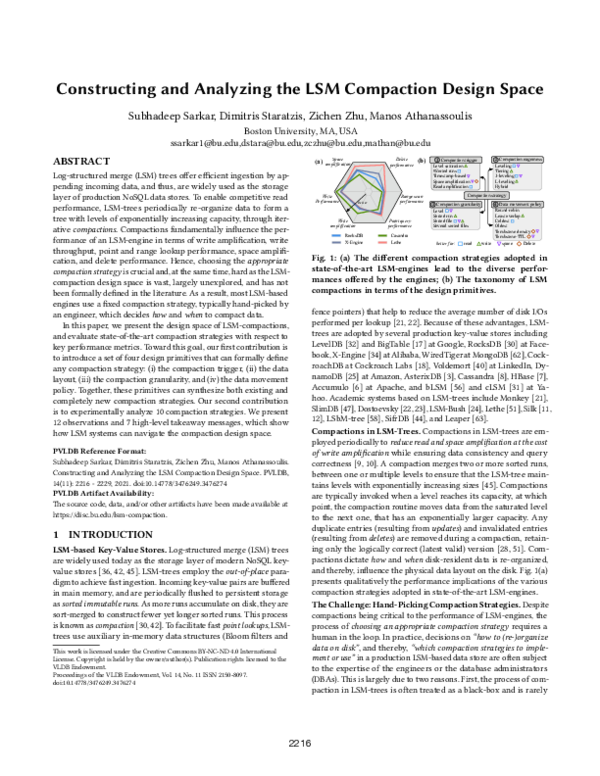 (PDF) Constructing and Analyzing the LSM Compaction Design Space