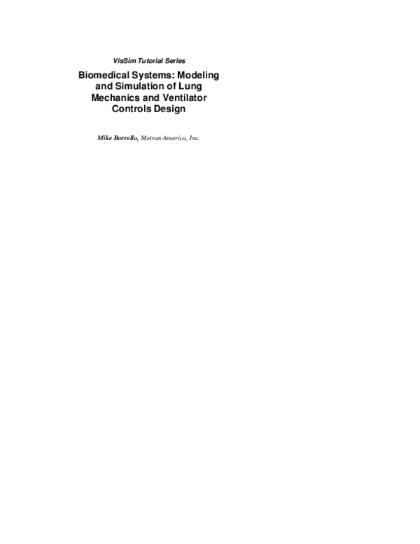 (PDF) Biomedical Systems : Modeling and Simulation of Lung Mechanics ...