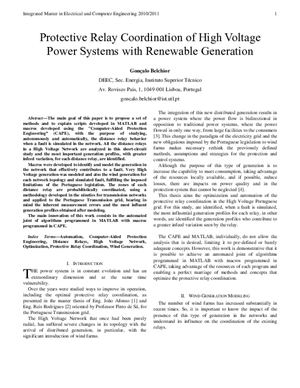 (PDF) Protective Relay Coordination of High Voltage Power Systems with ...