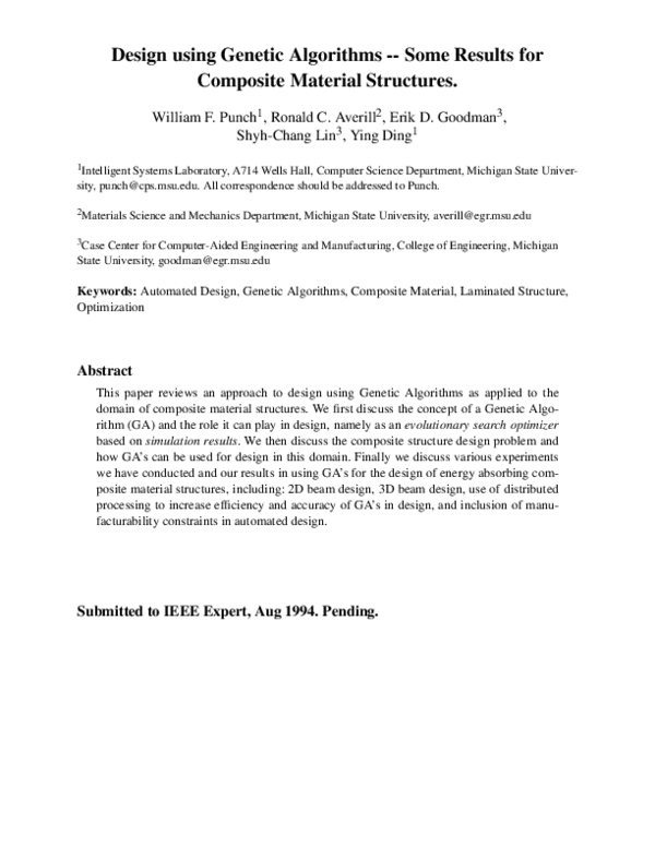 Pdf Design Using Genetic Algorithms Some Results For Composite