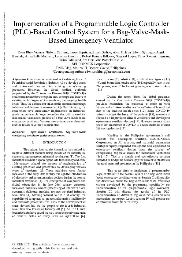 (PDF) Implementation of a Programmable Logic Controller (PLC)-Based ...