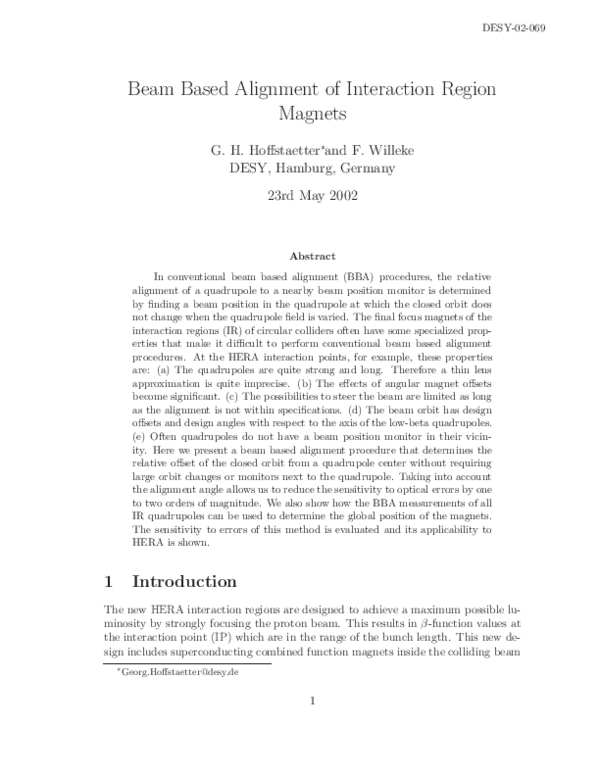 (PDF) Beam-based alignment of interaction region magnets