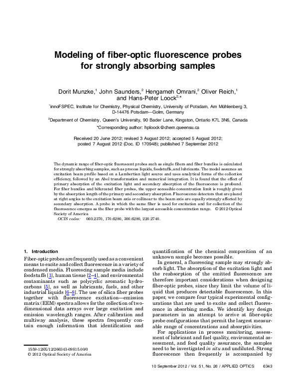 (PDF) Modeling of fiber-optic fluorescence probes for strongly ...