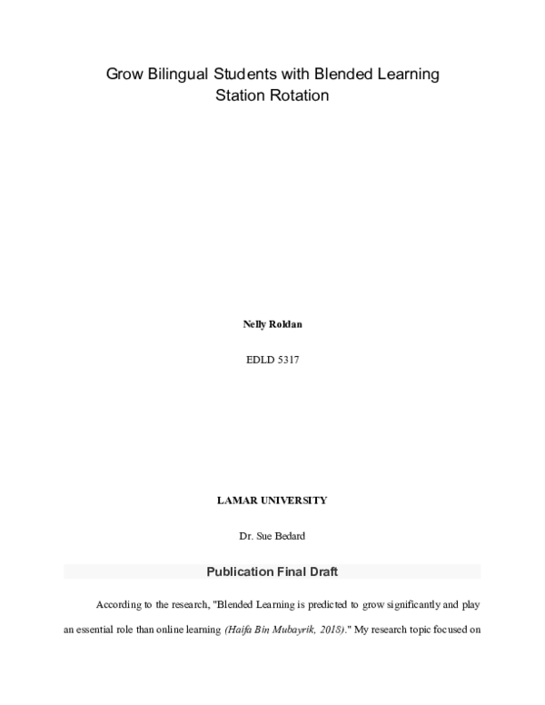 Final Draft Grow Bilingual Students with Blended Learning