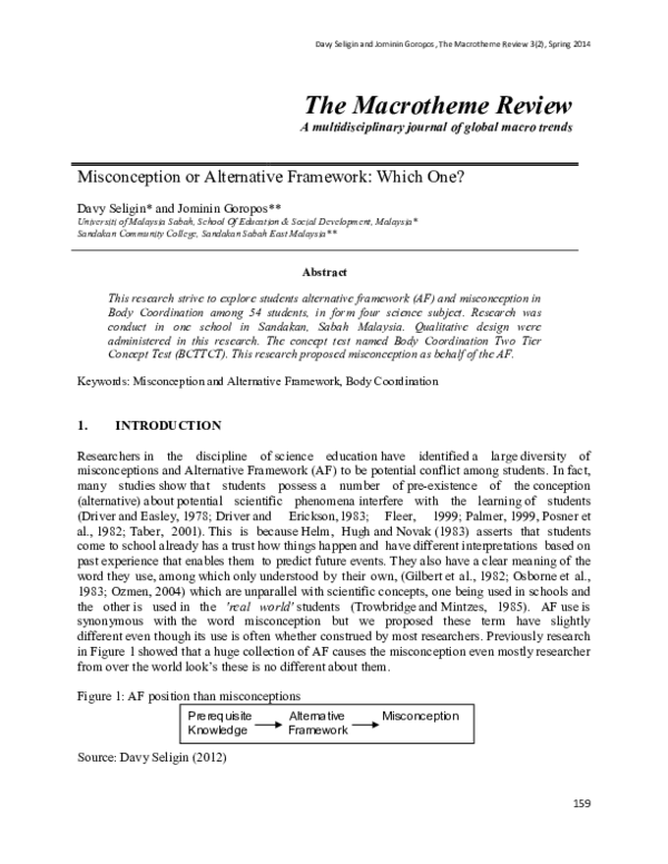 (PDF) Misconception or Alternative Framework: Which One?