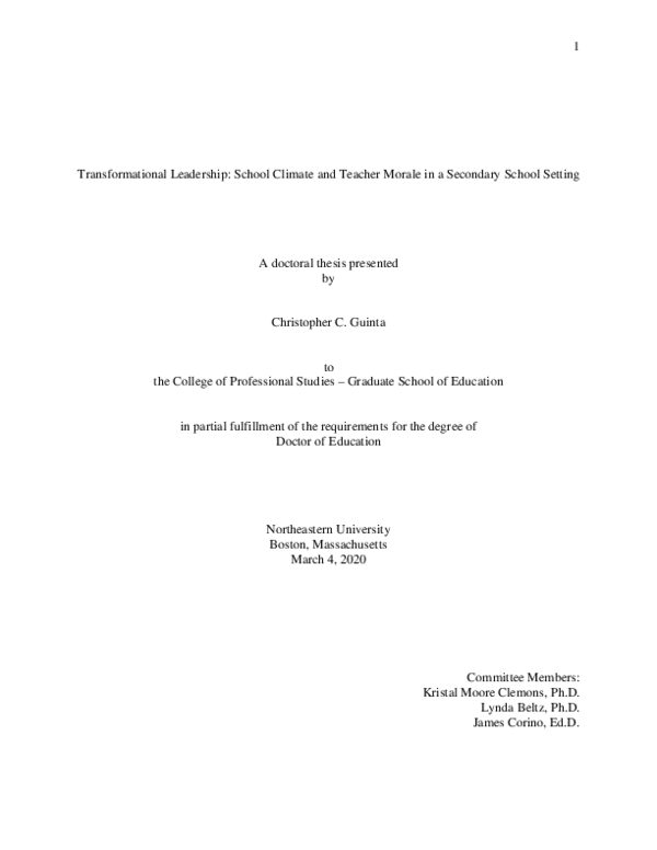 (PDF) Transformational leadership | Christopher Guinta - Academia.edu