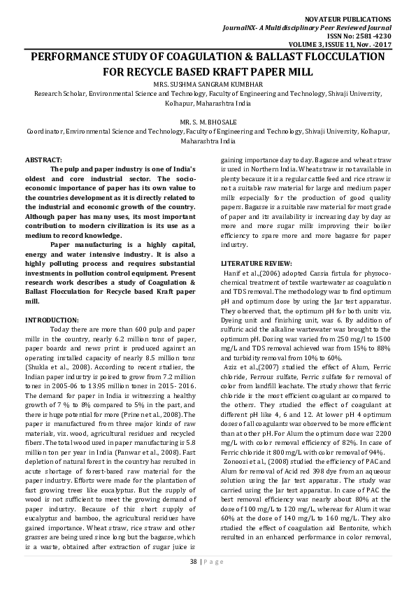 (PDF) Performance Study Of Coagulation & Ballast Flocculation For ...