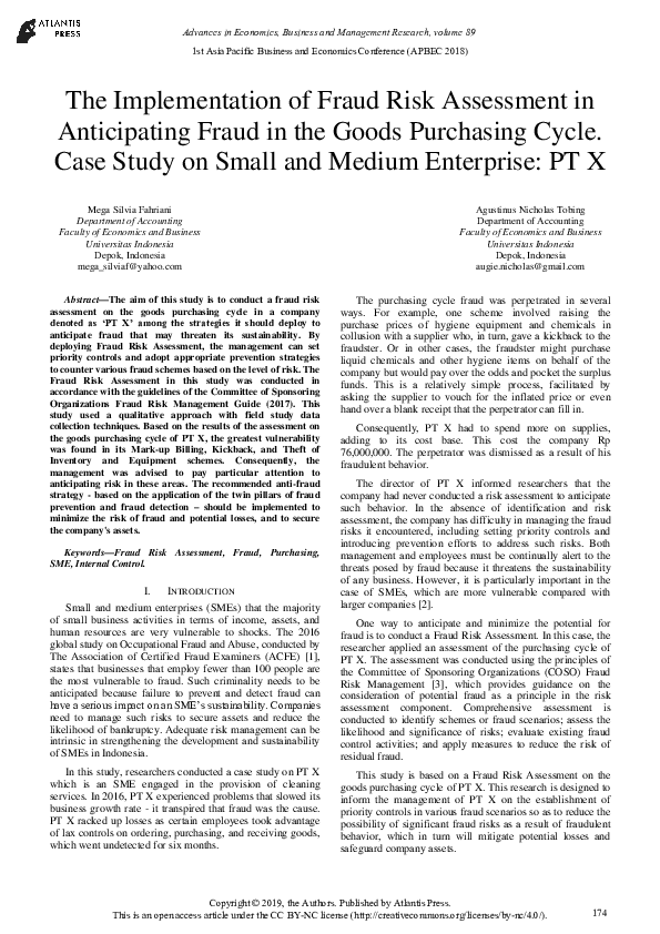 (PDF) The Implementation of Fraud Risk Assessment in Anticipating Fraud ...