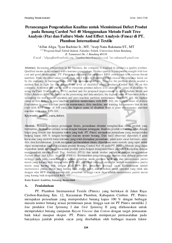 (PDF) Perancangan Pengendalian Kualitas untuk Meminimasi Defect Produt ...