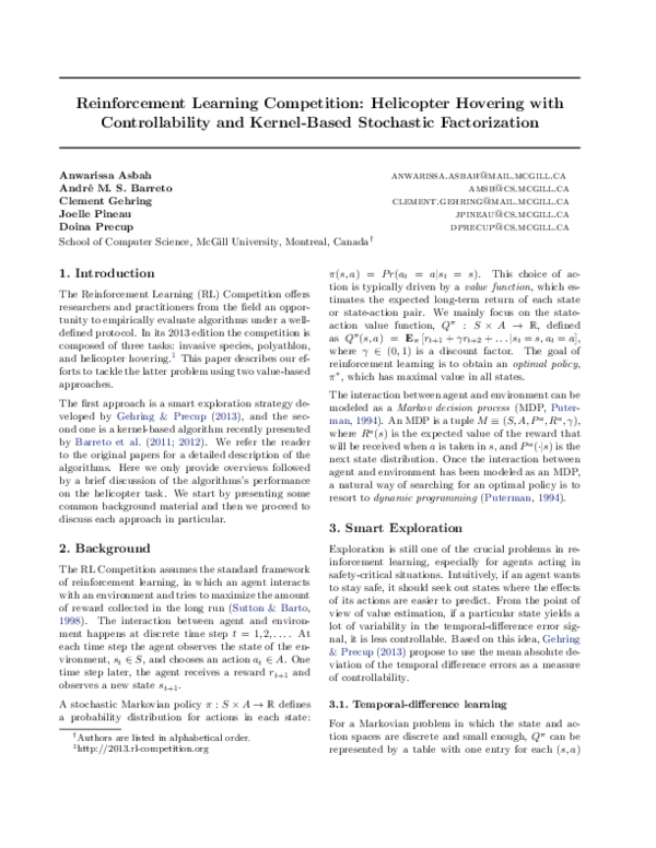 (PDF) Reinforcement Learning Competition : Helicopter Hovering with Controllability and Kernel ...