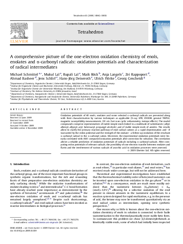 (PDF) A comprehensive picture of the one-electron oxidation chemistry ...