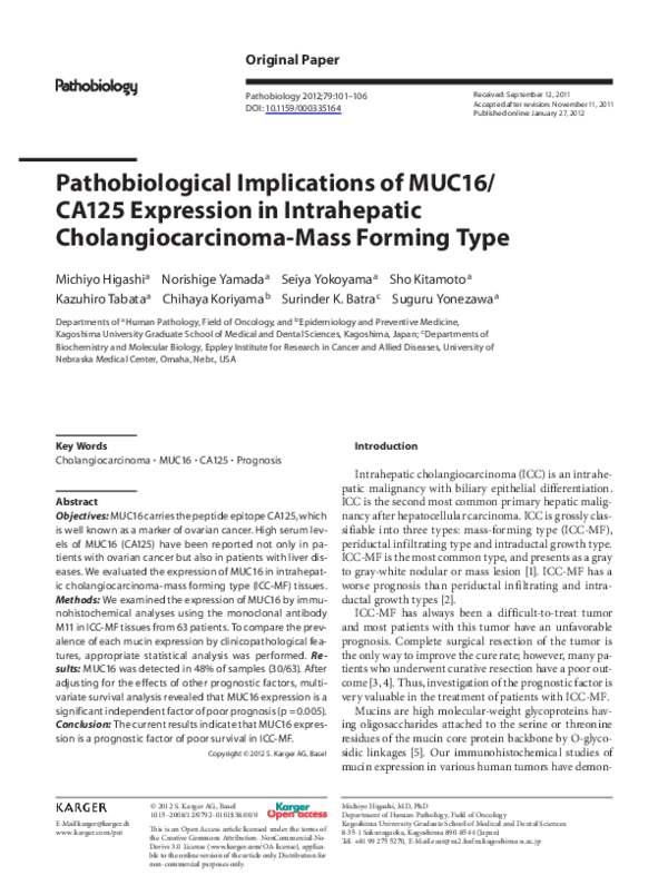 (PDF) MUC16's Prognostic Role in ICC-Mass Forming