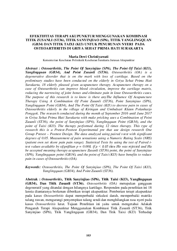(PDF) Efektifitas Terapi Akupunktur Menggunakan Kombinasi Titik Zusanli ...