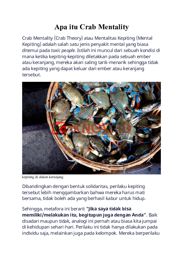 (PDF) Apa itu Crab Mentality