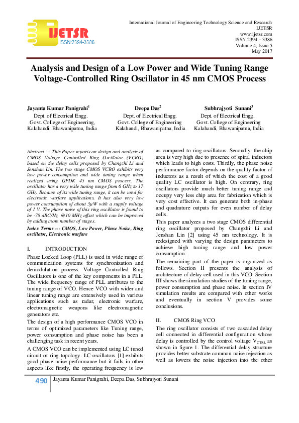 (PDF) Analysis and Design of a Low Power and Wide Tuning Range Voltage-Controlled Ring ...