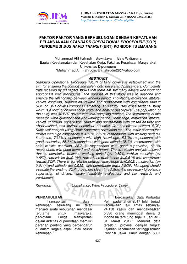 (PDF) Faktor-Faktor Yang Berhubungan Dengan Kepatuhan Pelaksanaan ...