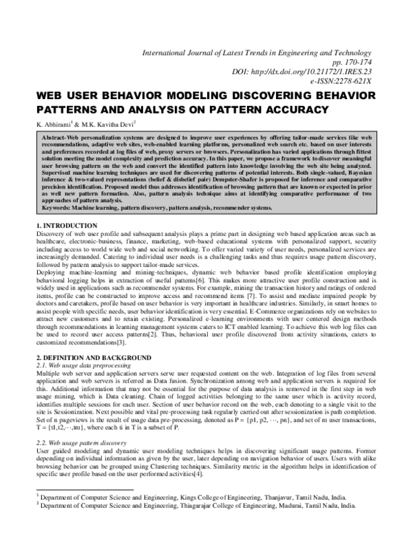 (PDF) Web User Behavior Modeling Discovering Behavior Patterns and Analysis on Pattern Accuracy