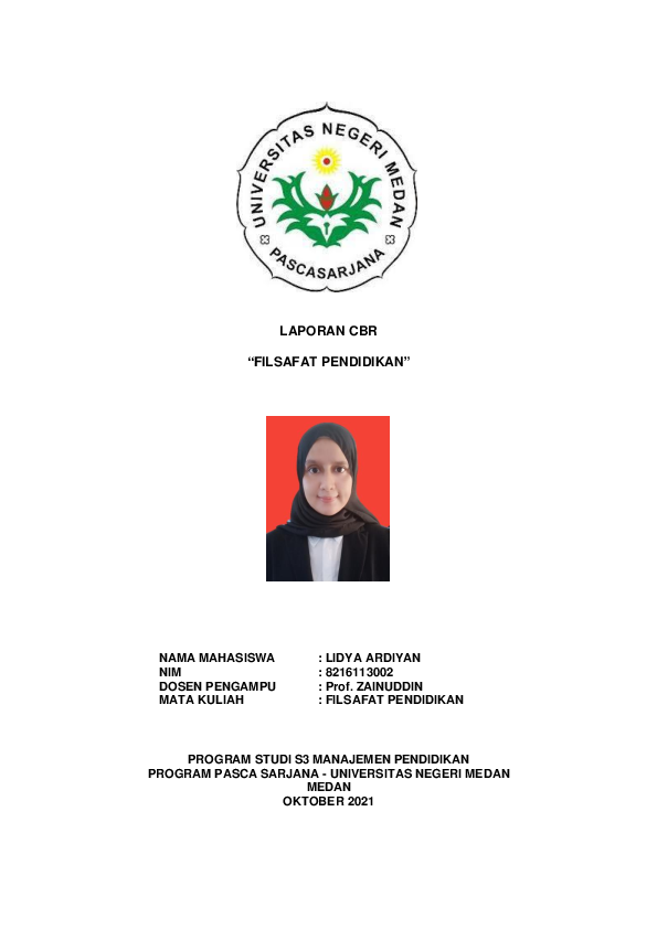 (PDF) LAPORAN CBR "FILSAFAT PENDIDIKAN" UNIMED