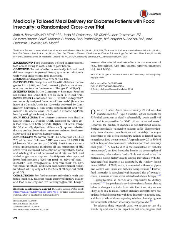 (PDF) Medically Tailored Meal Delivery for Diabetes Patients with Food ...