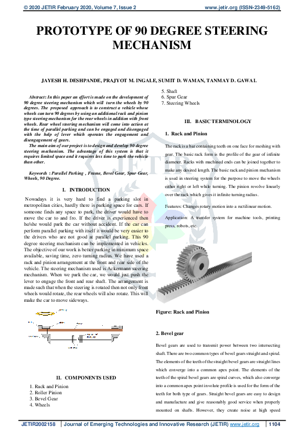 (PDF) Prototype of 90 degree steering mechanism