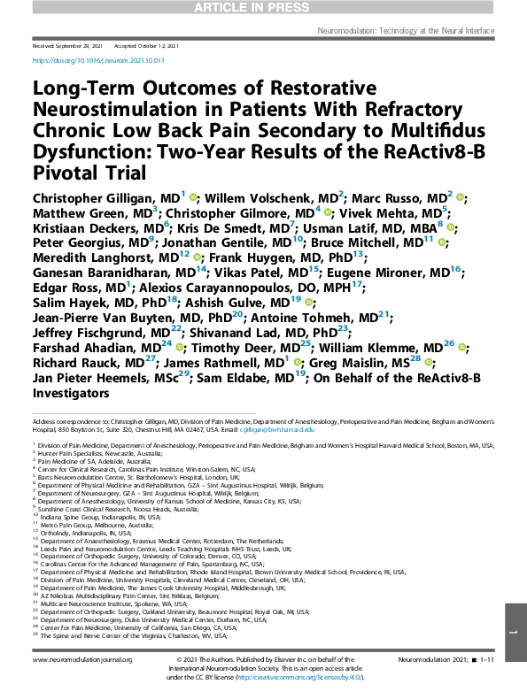 (PDF) Long-Term Outcomes of Restorative Neurostimulation in Patients ...