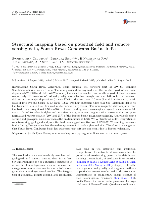 (PDF) Structural mapping based on potential field and remote sensing ...