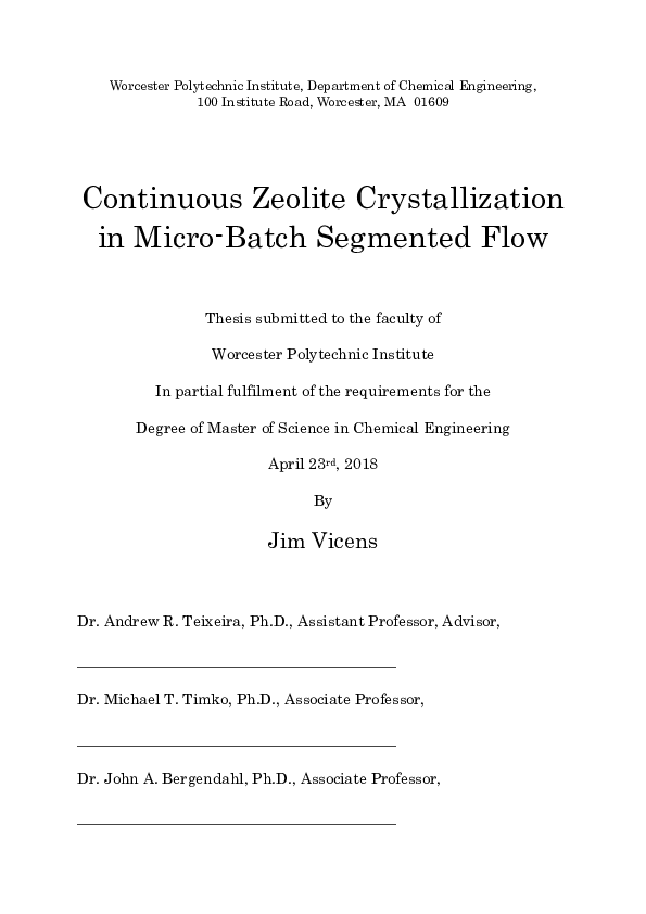 (PDF) Continuous Zeolite Crystallization in Micro-Batch Segmented Flow