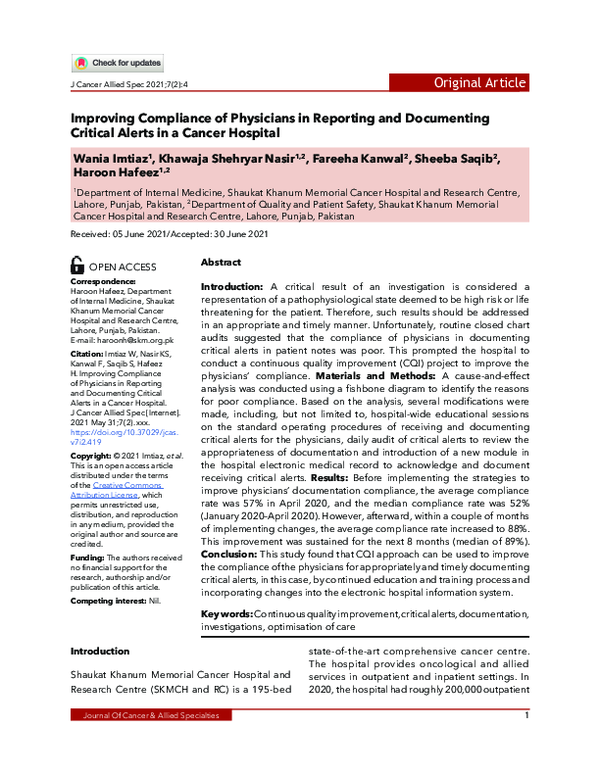 (PDF) Improving Compliance of Physicians in Reporting and Documenting ...