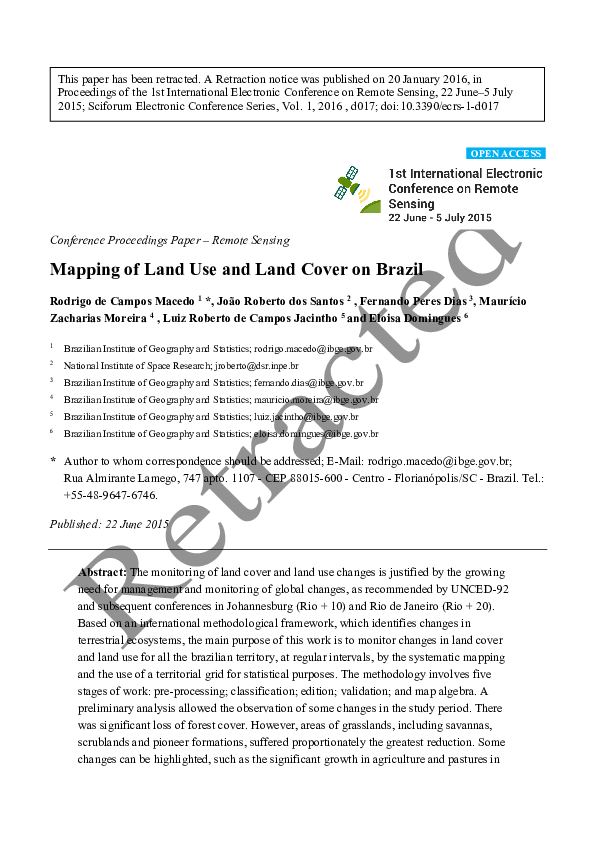 (PDF) Mapping of Land Use and Land Cover on Brazil