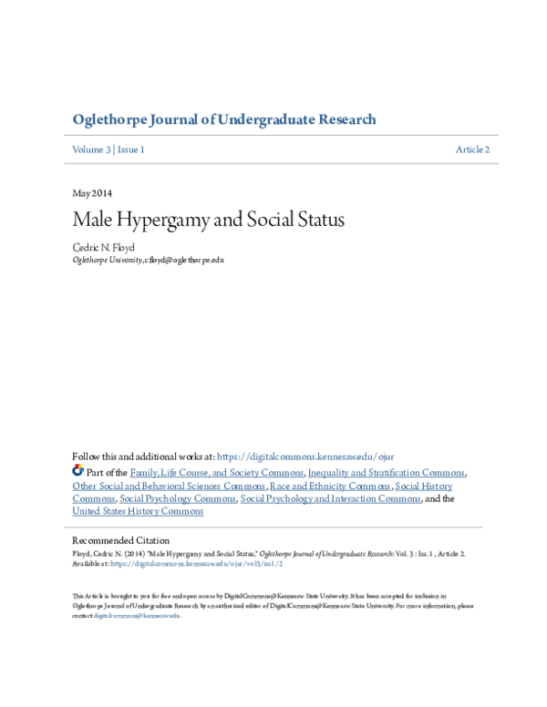 (PDF) Male Hypergamy and Social Status
