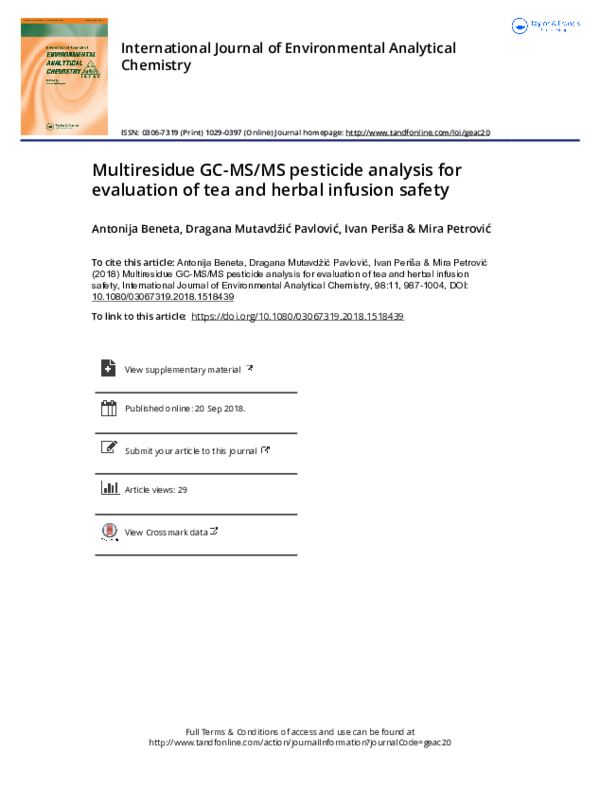 (PDF) Multiresidue GC-MS/MS pesticide analysis for evaluation of tea and herbal infusion safety