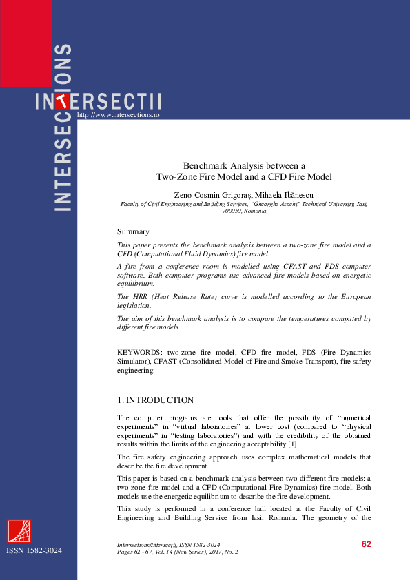 (PDF) Benchmark Analysis between a Two-Zone Fire Model and a CFD Fire Model
