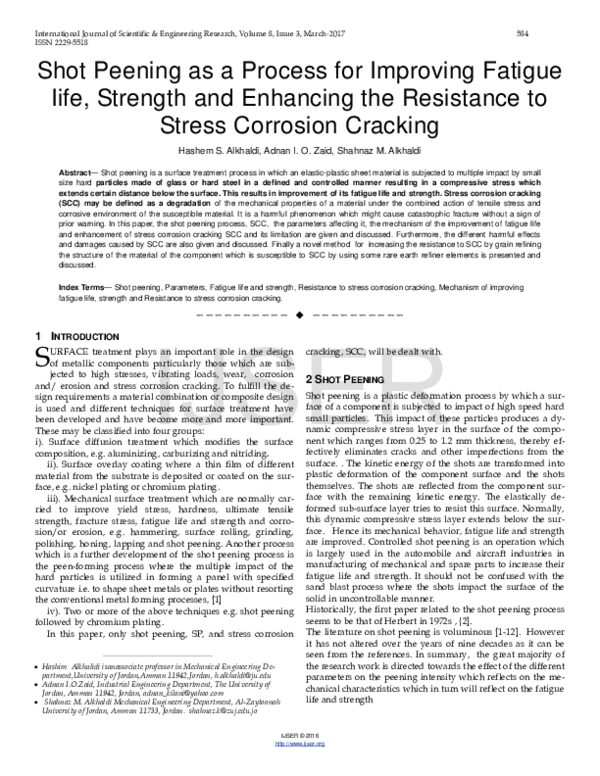 (PDF) Enhancing Fatigue Life and Stress Resistance via Shot Peening