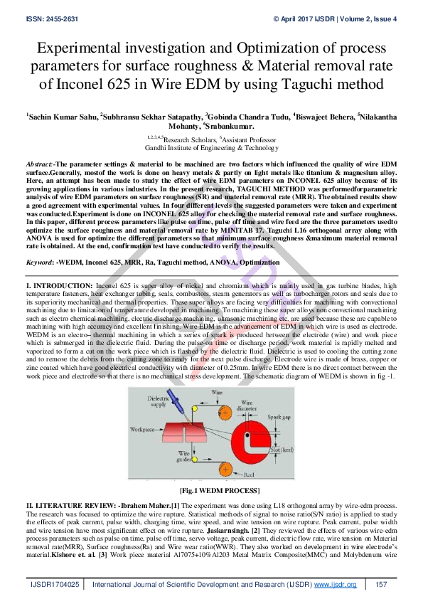 (PDF) Experimental investigation and Optimization of process parameters for surface roughness ...