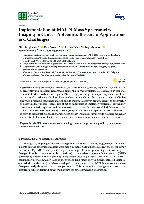 (PDF) Implementation of MALDI Mass Spectrometry Imaging in Cancer ...