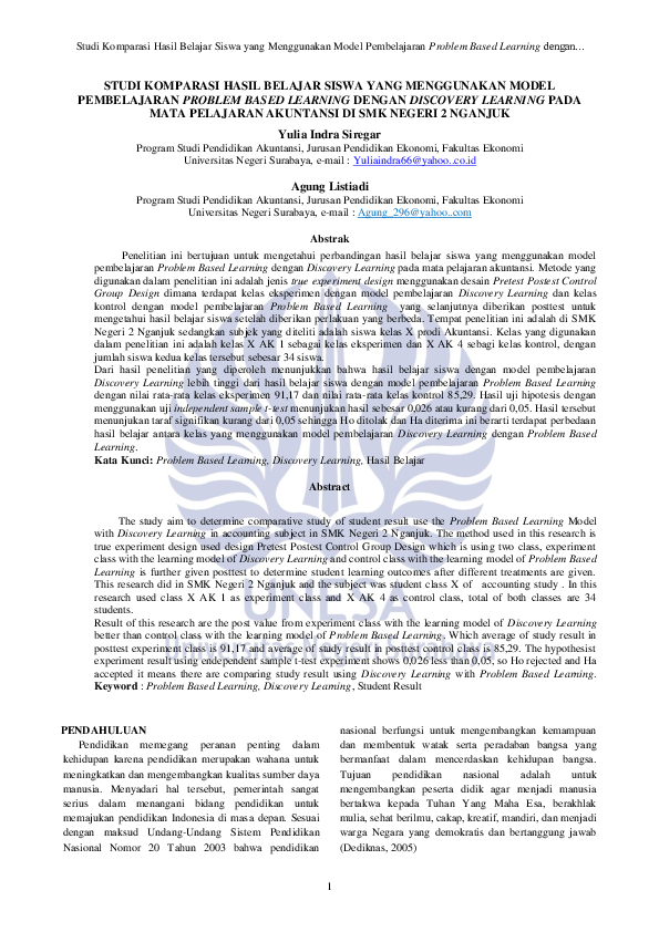 (PDF) Studi Komparasi Hasil Belajar Siswa Yang Menggunakanmodel Pembelajaran Kooperatif Tipe ...