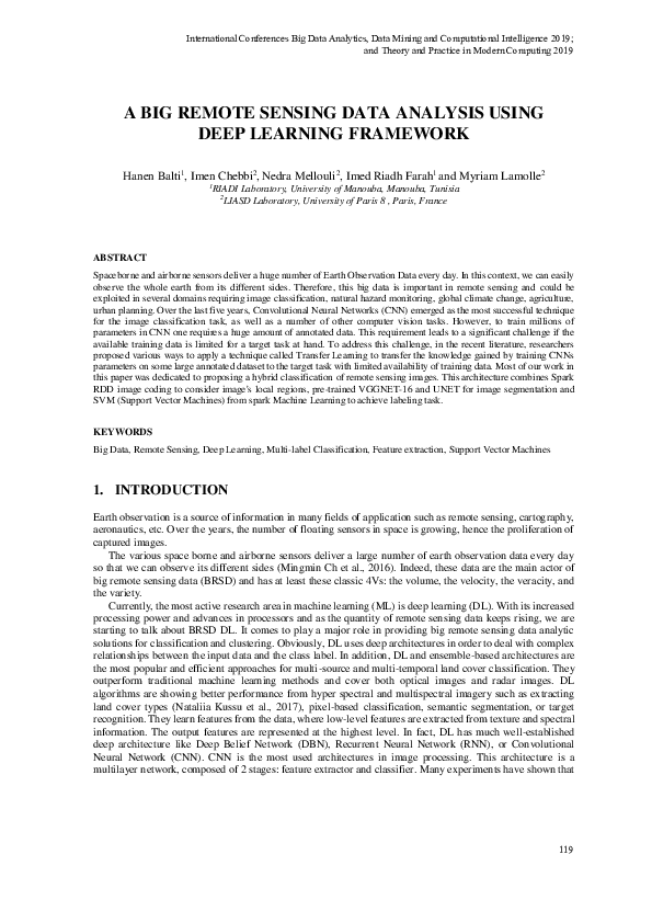 Pdf A Big Remote Sensing Data Analysis Using Deep Learning Framework