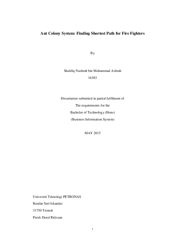 (PDF) Ant Colony System: Finding Shortest Path for Fire Fighters (PDF) Ant Colony System: Finding Shortest Path for Fire Fighters