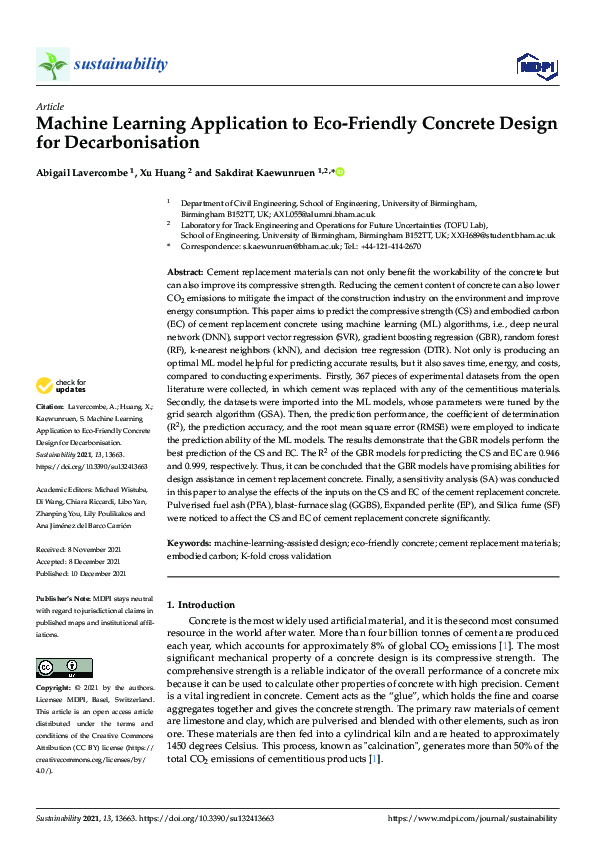 (PDF) Machine Learning Application to Eco-Friendly Concrete Design for ...