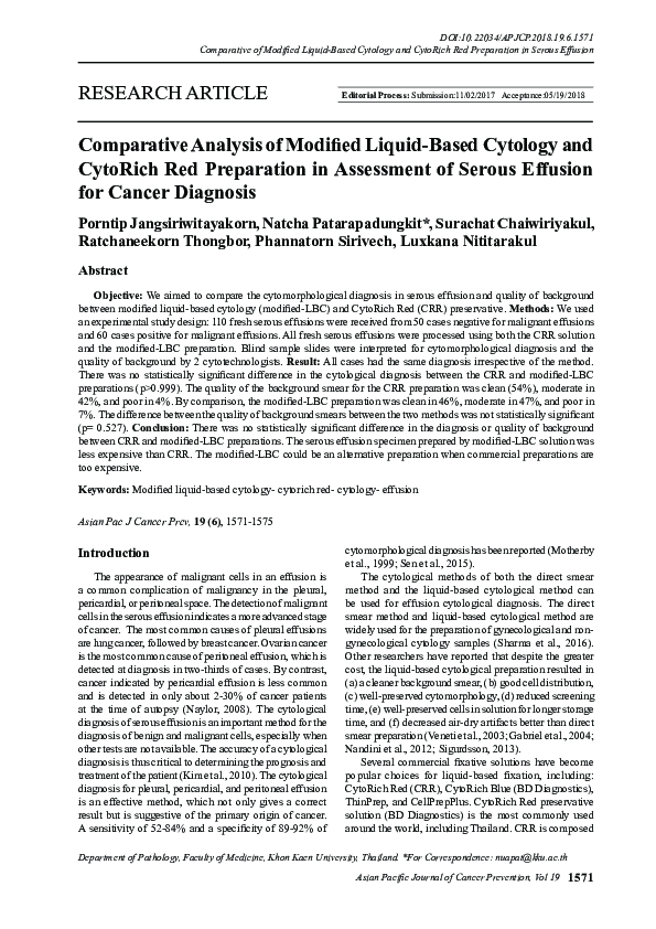 (PDF) Comparative Analysis of Modified Liquid-Based Cytology and CytoRich Red Preparation in ...