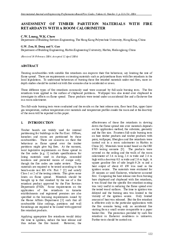 (PDF) Assessment of timber partition materials with fire retardants ...