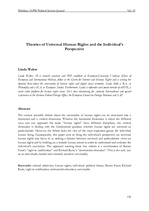 (PDF) Theories of Universal Human Rights and the Individual’s Perspective