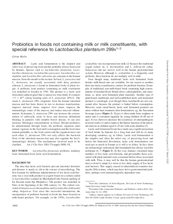 (PDF) Probiotics in foods not containing milk or milk constituents ...