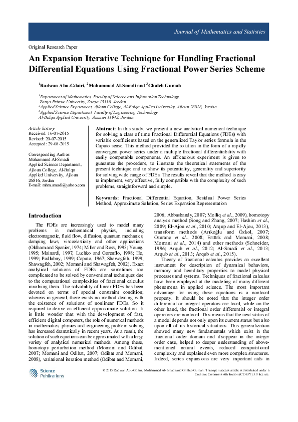 Pdf An Expansion Iterative Technique For Handling Fractional Differential Equations Using