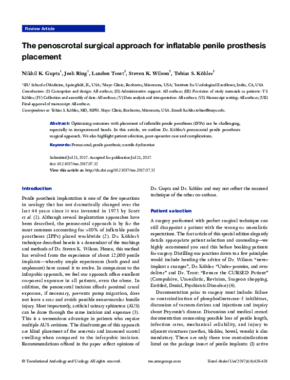 (PDF) The penoscrotal surgical approach for inflatable penile ...